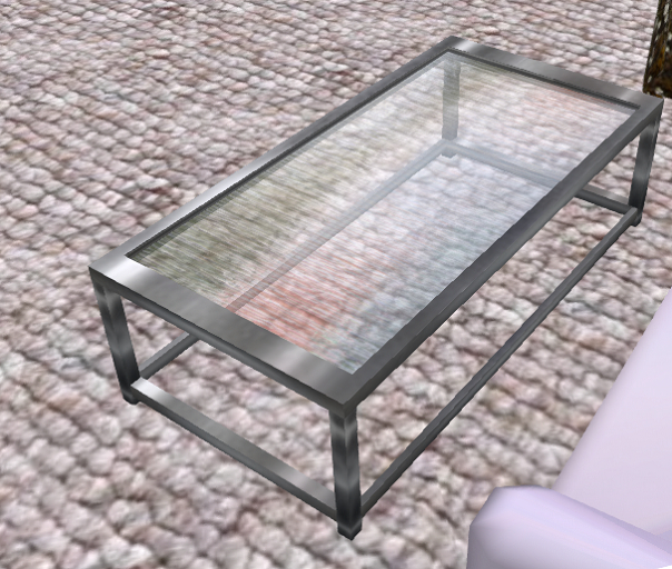 Second Life Marketplace - Frosted glass texture metal border coffee table 1Li